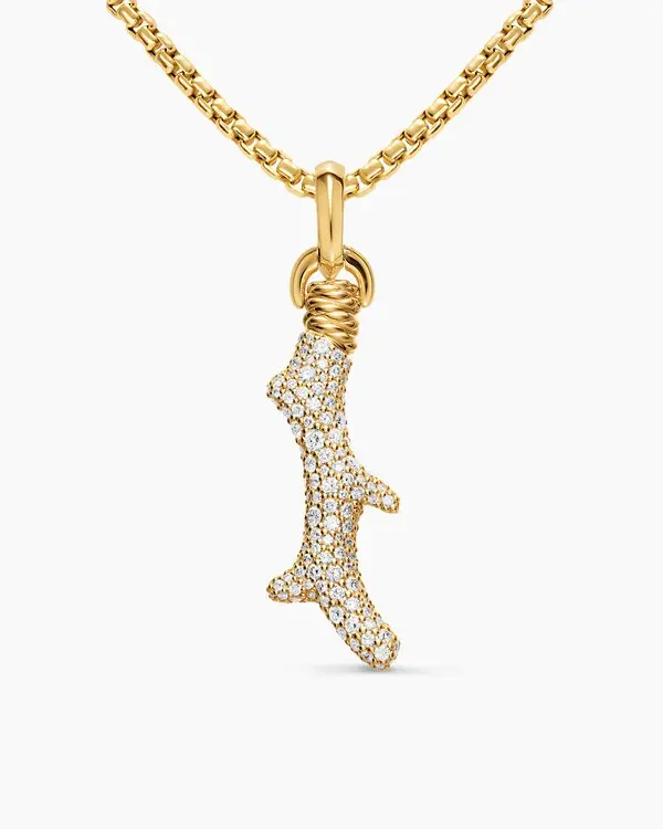 David Yurman Pavé Coral Amulet In 18k Yellow Gold With Diamonds - Diamond