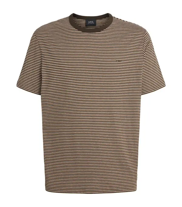 A.p.c. Organic Cotton Striped T-shirt - Brown