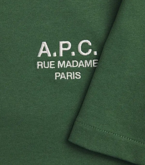A.p.c. Organic Cotton Rue Madame Logo T-shirt - Green