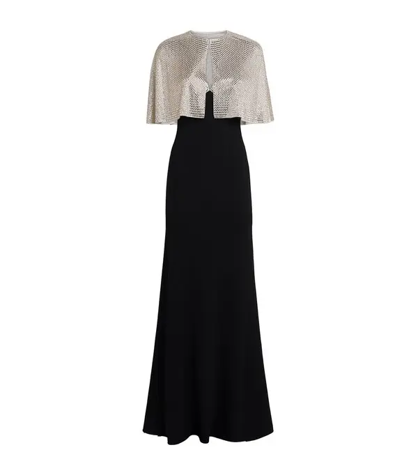 Roland Mouret Embellished-cape Gown