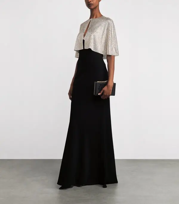 Roland Mouret Embellished-cape Gown