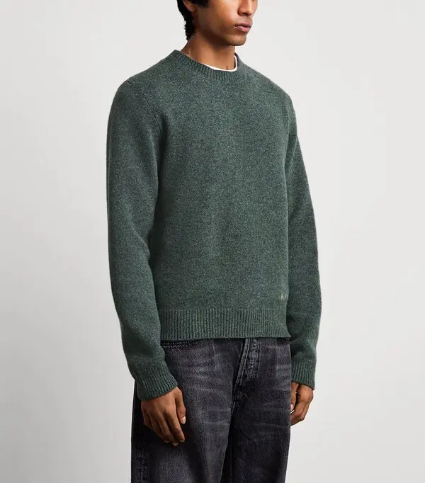 A.p.c. Wool Logo Crew Neck Sweater - Green