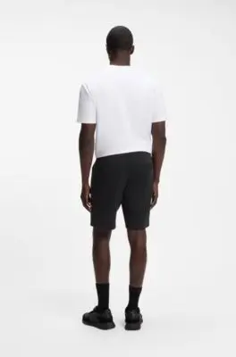 BOSS Logo Embroidered Cotton-blend Piqué Jersey Shorts - Dark Blue