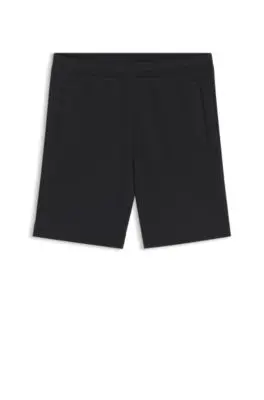 BOSS Logo Embroidered Cotton-blend Piqué Jersey Shorts - Dark Blue