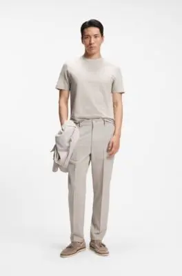 BOSS Cotton T-shirt With Two-tone Jacquard-knit Pattern