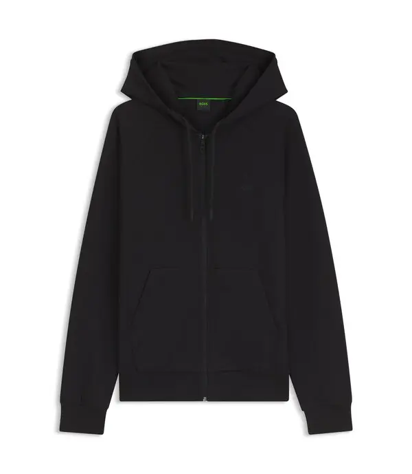 BOSS Stretch-cotton Zip-up Hoodie With Puff Logo