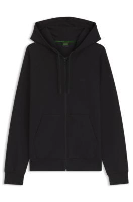 BOSS Stretch-cotton Zip-up Hoodie With Puff Logo - Black