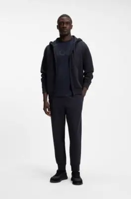 BOSS Stretch-cotton Zip-up Hoodie With Puff Logo