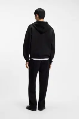 Hugo Zipper Neck Hoodie In A Structured Cotton Blend