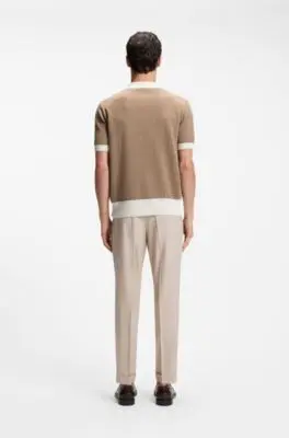BOSS Cotton-silk Knit Polo With Geometric Pattern