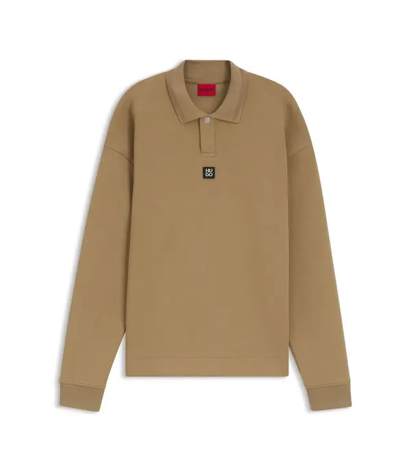 Hugo Structured Cotton-blend Sweatshirt With Polo Collar