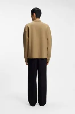 Hugo Structured Cotton-blend Sweatshirt With Polo Collar