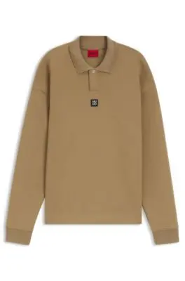 Hugo Structured Cotton-blend Sweatshirt With Polo Collar