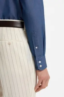 BOSS Casual-fit Shirt In Washed Cotton Denim