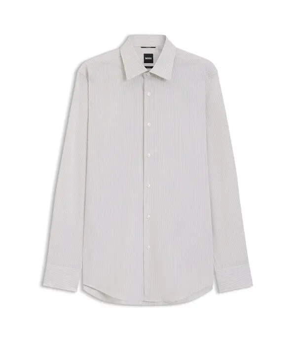 BOSS Slim-fit Shirt In Striped Cotton-blend Poplin