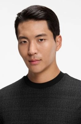 BOSS Cotton T-shirt With Two-tone Jacquard-knit Pattern