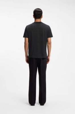 BOSS Cotton T-shirt With Two-tone Jacquard-knit Pattern