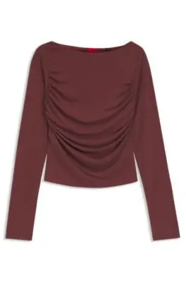 Hugo Slim-fit Cupro Top With Modern Boatneck