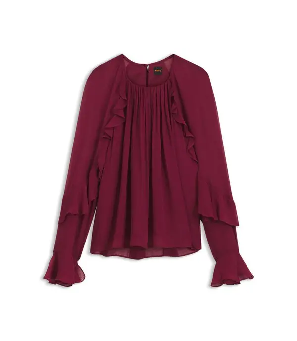 BOSS Regular-fit Blouse In Lightweight Creponne Fabric - Light Red
