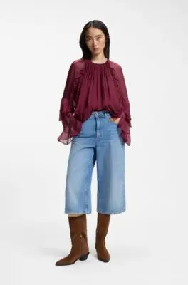 BOSS Regular-fit Blouse In Lightweight Creponne Fabric