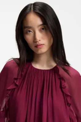BOSS Regular-fit Blouse In Lightweight Creponne Fabric