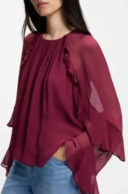 BOSS Regular-fit Blouse In Lightweight Creponne Fabric