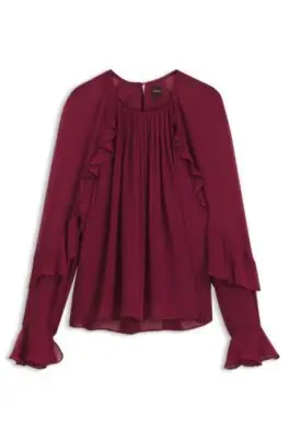 BOSS Regular-fit Blouse In Lightweight Creponne Fabric