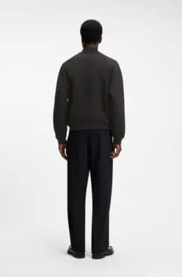Hugo Interlock-jersey Bomber Jacket With Stacked-logo Trim