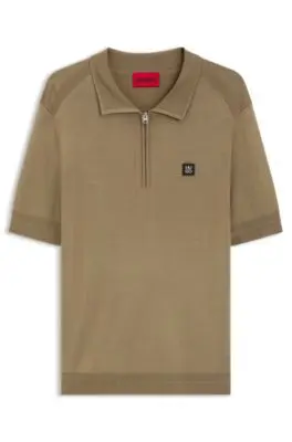 Hugo Knit Polo With Zipper Neck