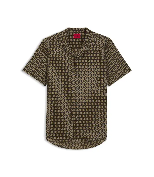 Hugo Relaxed-fit Shirt In Printed Cotton Canvas