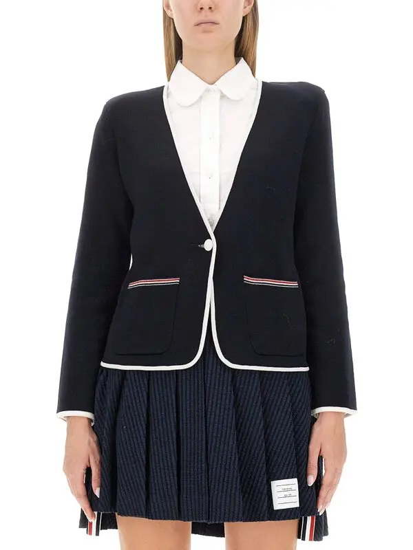 Thom Browne Unconstructed 4-bar Single-breasted Blazer - Blue