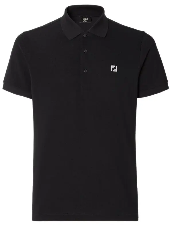 Fendi Regular-fit Short-sleeve Cotton Piqué Polo Shirt - Nero