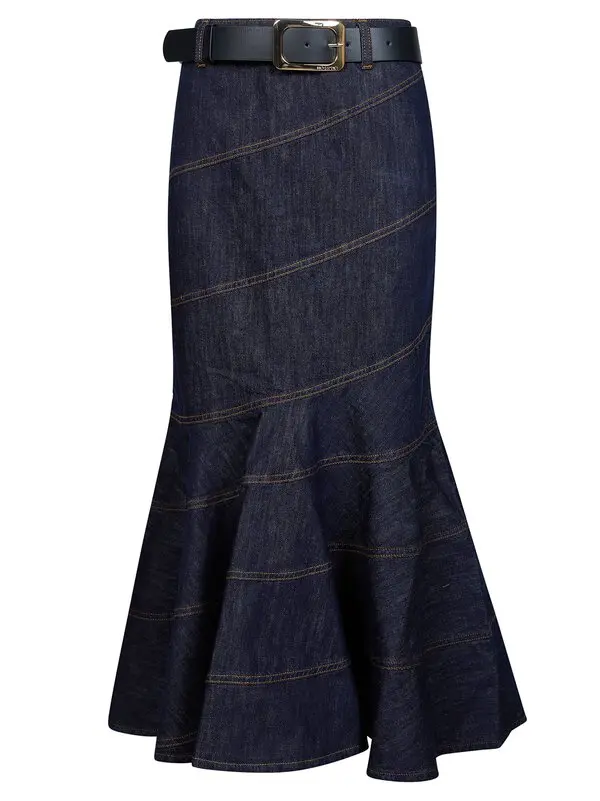 SELF-PORTRAIT Belted Midi Skirt For