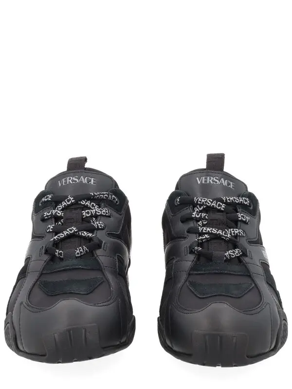 Versace Leather Low-top Sneakers - Black