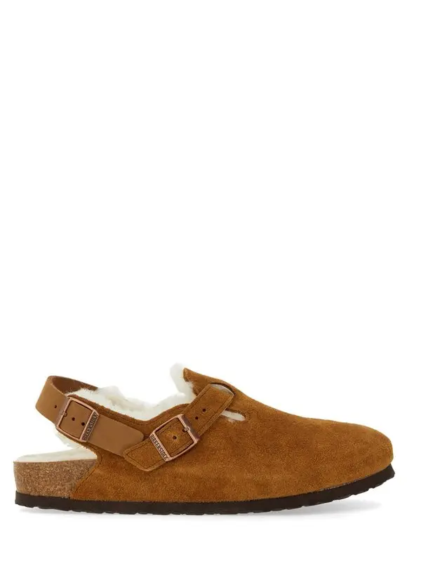 BIRKENSTOCK Suede Leather Clogs With Shearling Lining