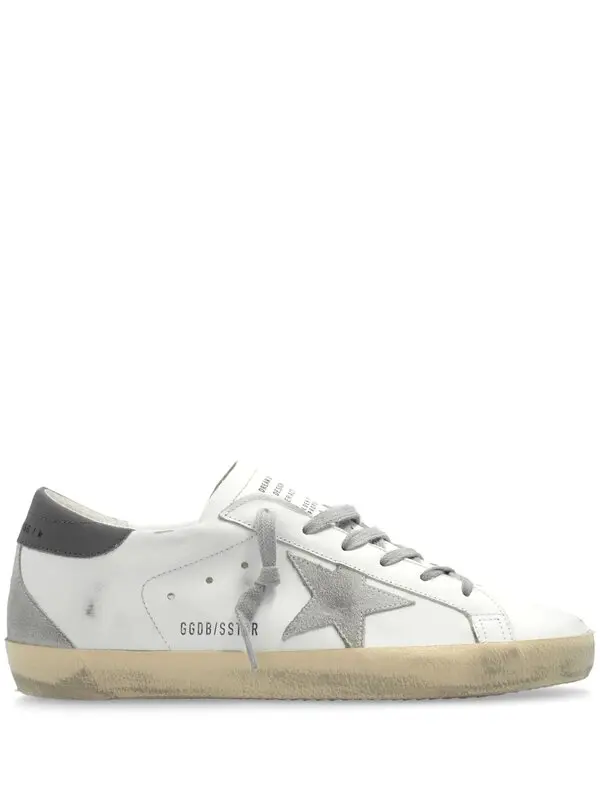 GOLDEN GOOSE Distressed Leather Sneakers With Signature Star - Bianco
