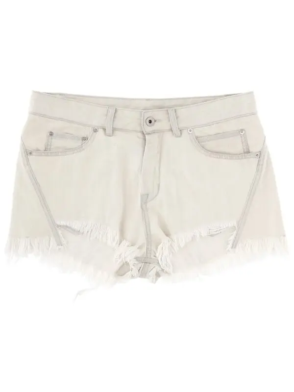 Rick Owens Bias Cutoffs Mini Shorts - Ivory