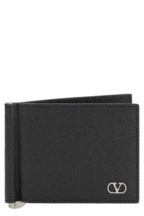 Valentino Garavani V-logo Calfskin Cardholder - Black