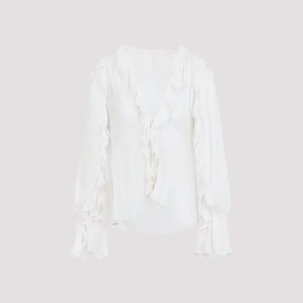 Alberta Ferretti Creponne Ruffled Shirt - White