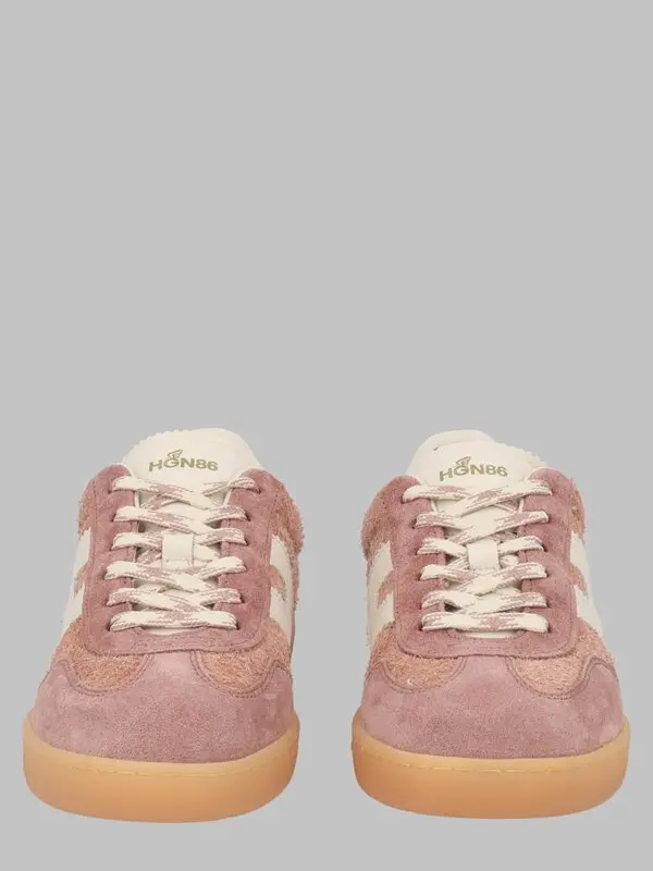 Hogan Lace-up Calfskin And Leather Sneakers - Pink