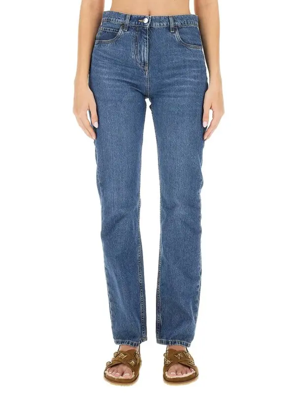 Etro Effect Straight Leg Jeans - Blue