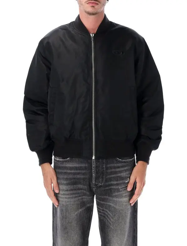 DIESEL® 100% Polyamide Zip-up Bomber Jacket - Nero