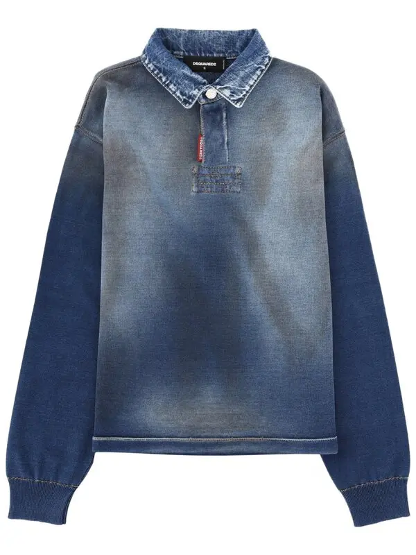 Dsquared2 Long Sleeve Denim Rugby Shirt