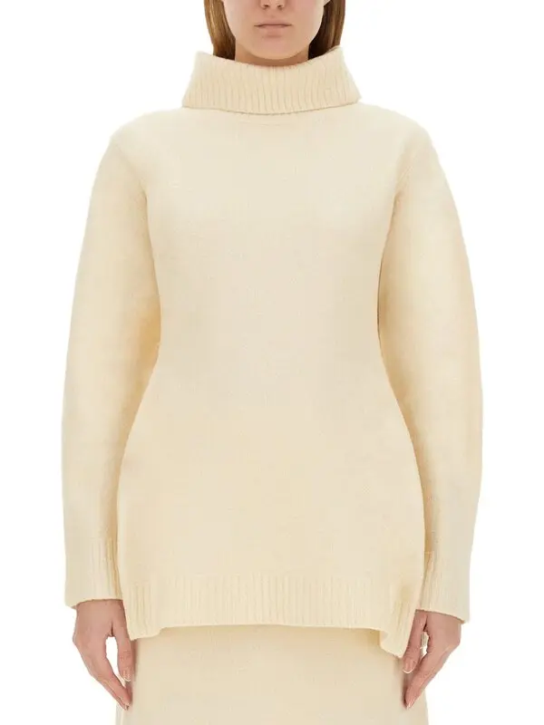 JIL SANDER Regular Fit Turtleneck Shirt - Ivory