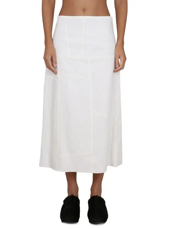 JIL SANDER Flared Panelled Midi Skirt - White