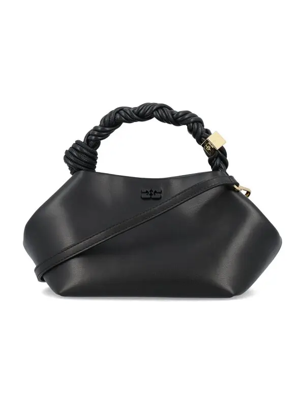 GANNI Twisted Leather Top Handle Bag - Nero