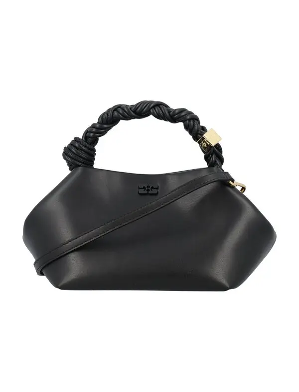 GANNI Twisted Leather Top Handle Bag - Nero