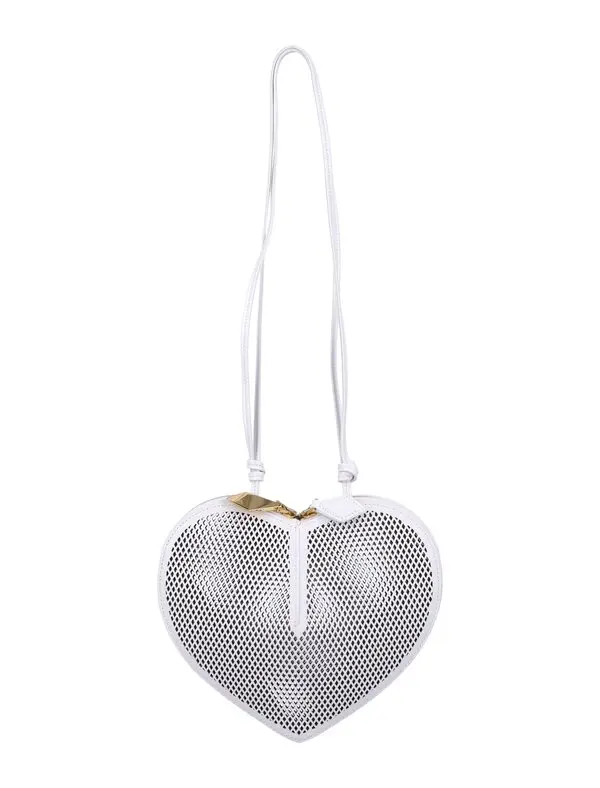 Alaïa Le Cœur Bag In Fishnet Leather - White