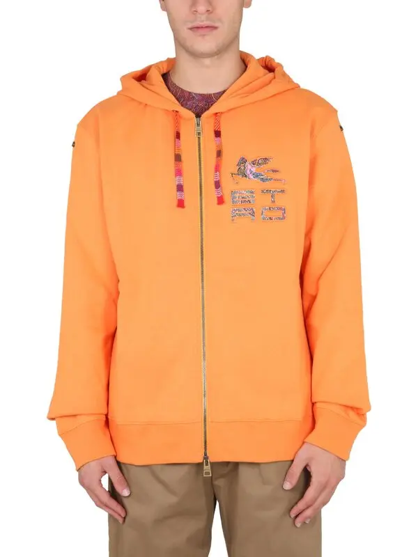 Etro Full Zip Hooded Sweatshirt - Orange