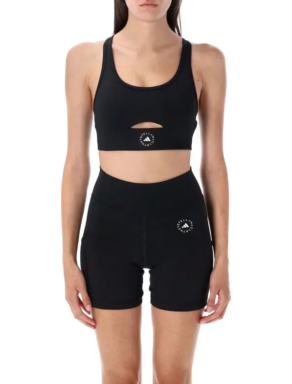 Adidas By Stella McCartney Truestrength Medium-impact Yoga Bra With Front Cutout & Removable Padding - Nero